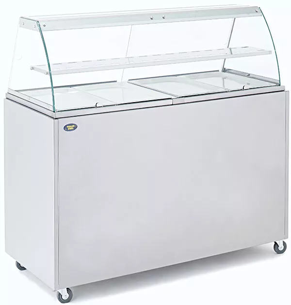 Bain-maries : Wheeled stainless steel cart for bain-marie showcase BMV 4